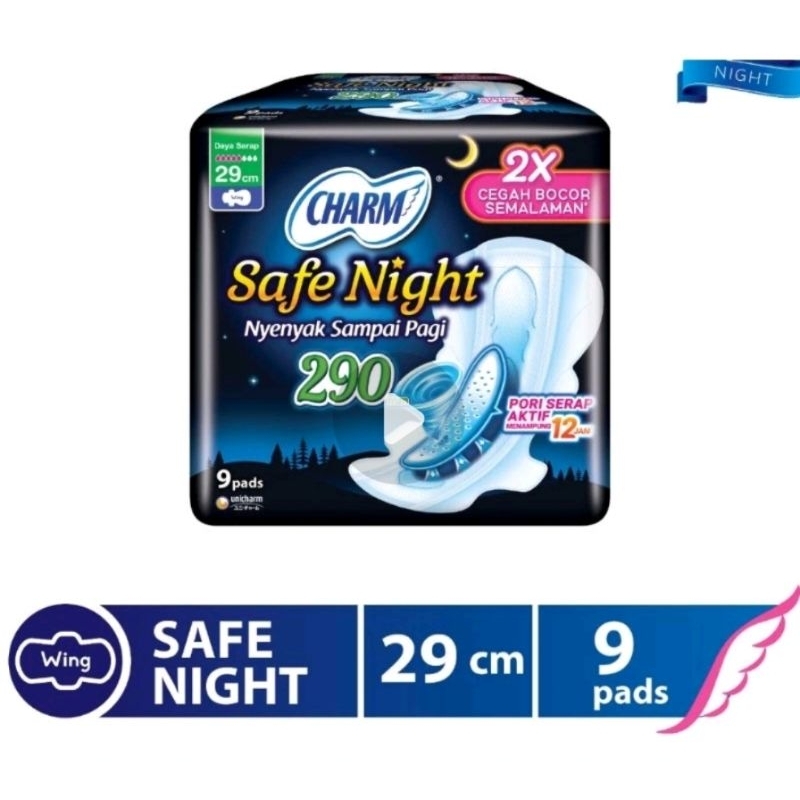 Jual Charm pembalut safe night 29cm | Shopee Indonesia