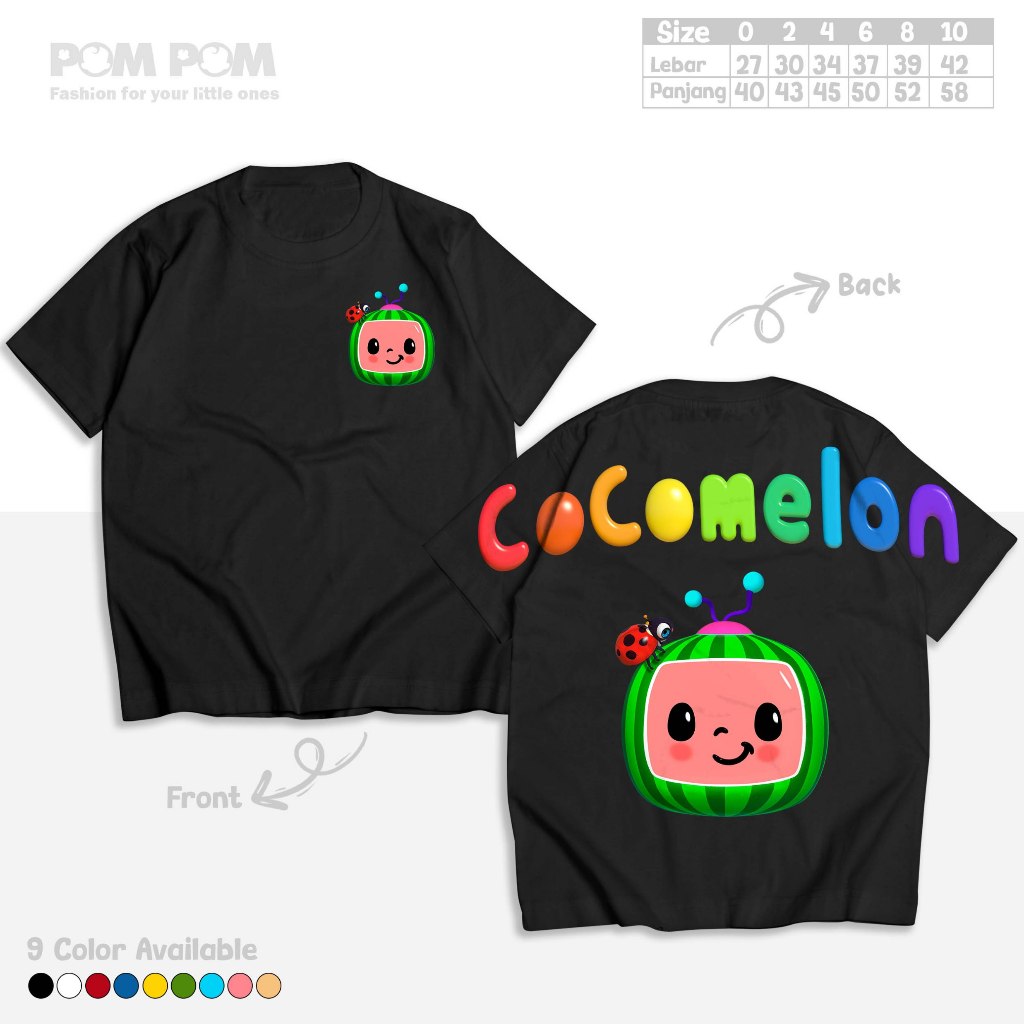 Jual Baju Kaos Anak Coco Melon Cocomelon Usia 0 1 2 3 4 5 6 7 8 9 10 11 ...