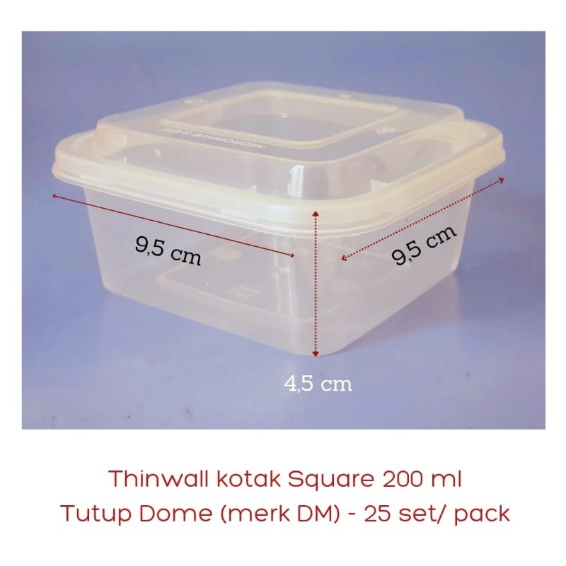 Jual Thinwall Square DM 200ml, 300ml / Cup Puding Square DM. Isi 25 pcs ...