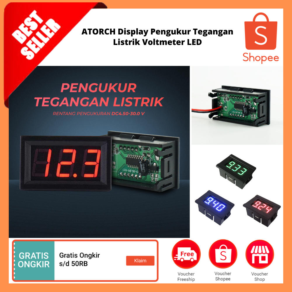 Jual Display Pengukur Tegangan Listrik Voltmeter LED / Alat Elektronik ...