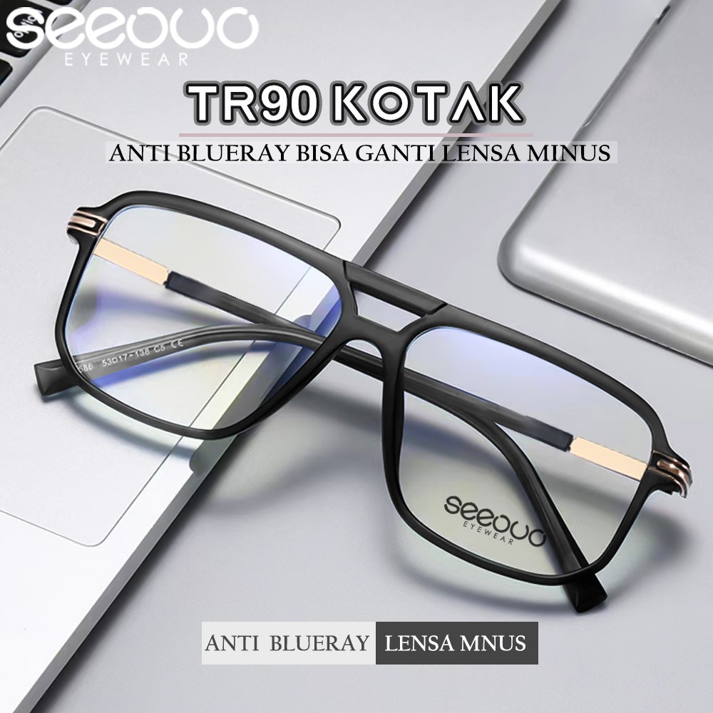 Jual Seeouo Kacamata Antiradiasi Blueray Style Aviator Simple Elegan Bahan TR90+Metal Ringan ...