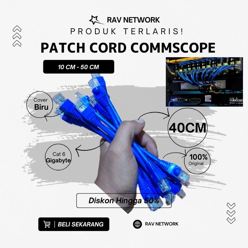 Jual KABEL LAN UTP SERVER / PATCH CORD GIGABYTE CAT 6 COMMSCOPE 10 CM ...