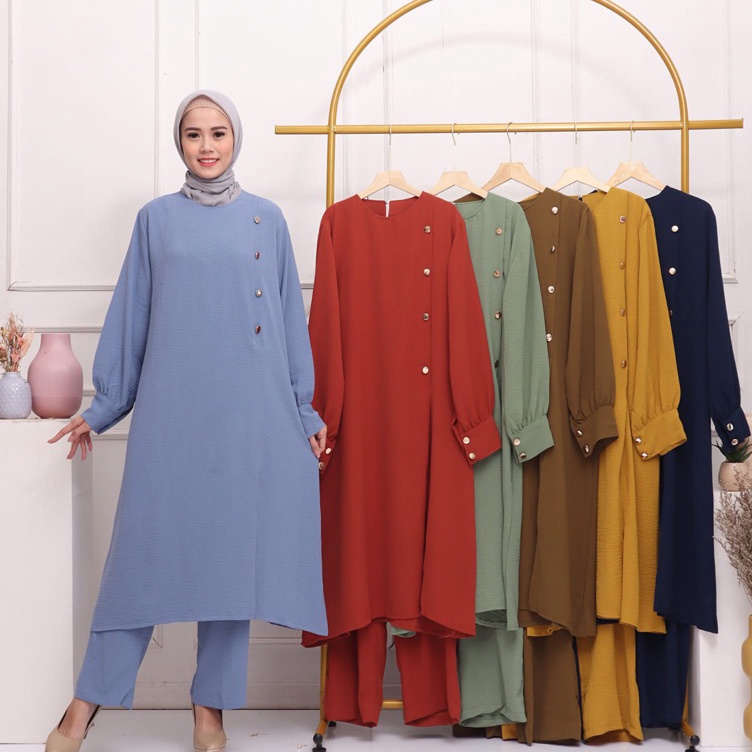 Jual Model Update ONE SET CRINKLE SETCEL LONG TUNIK JUMBO TERBARU BIAN ...
