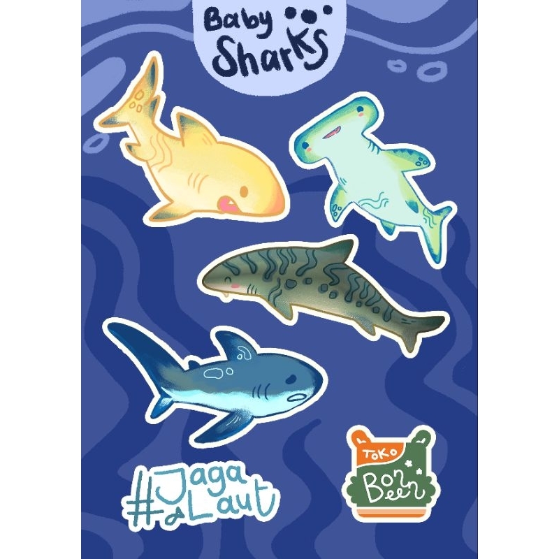 Jual Toko Bonbeen - Sticker Sheet Baby Shark Jaga Laut stiker hiu lucu ...