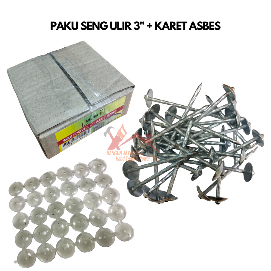 Jual Paket Per 30 Pcs Paku Seng Ulir 3" Inch 7.5cm MUMS + Karet Asbes ...