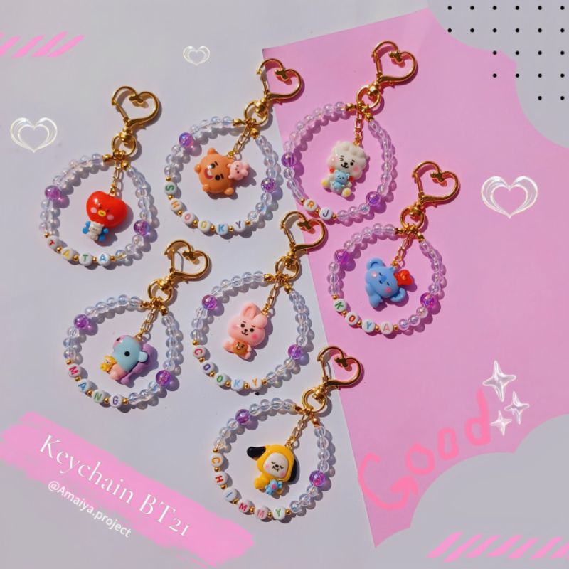 Jual Keychain Manik Clay bt21 | Keychain clay custome nama | Shopee ...