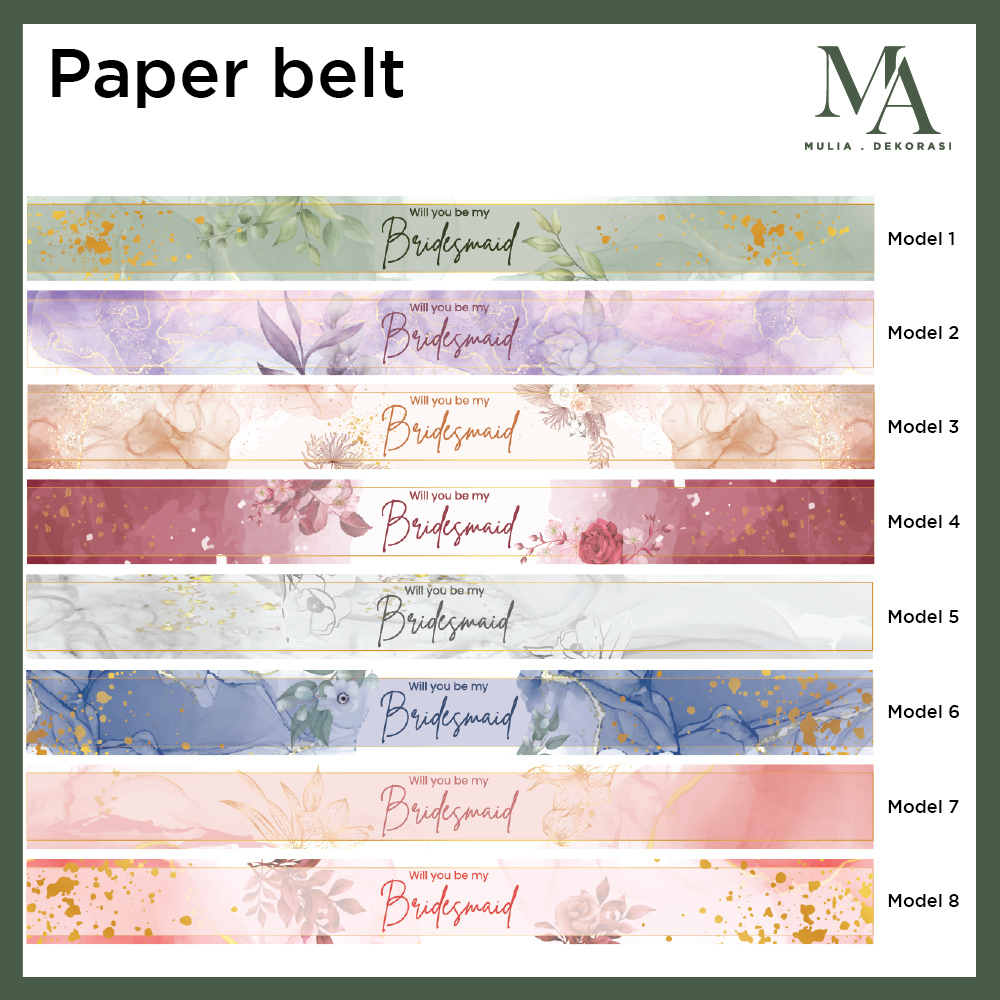 Jual Paper Belt Custom Sleeve Label Kain Bridesmaid Wedding Design ...