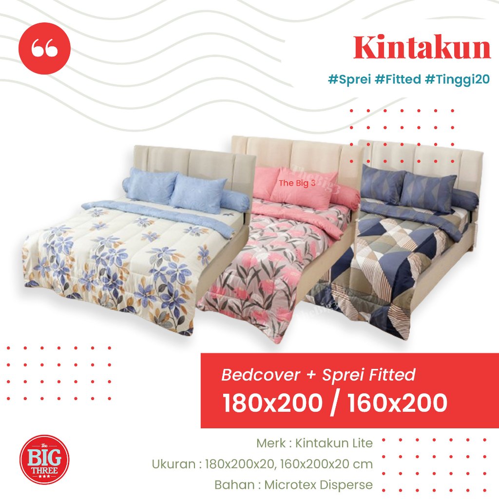 Jual Kintakun Lite Bedcover + Sprei 180x200 / 160x200 motif Alora Aruna David Dakota Margot ...
