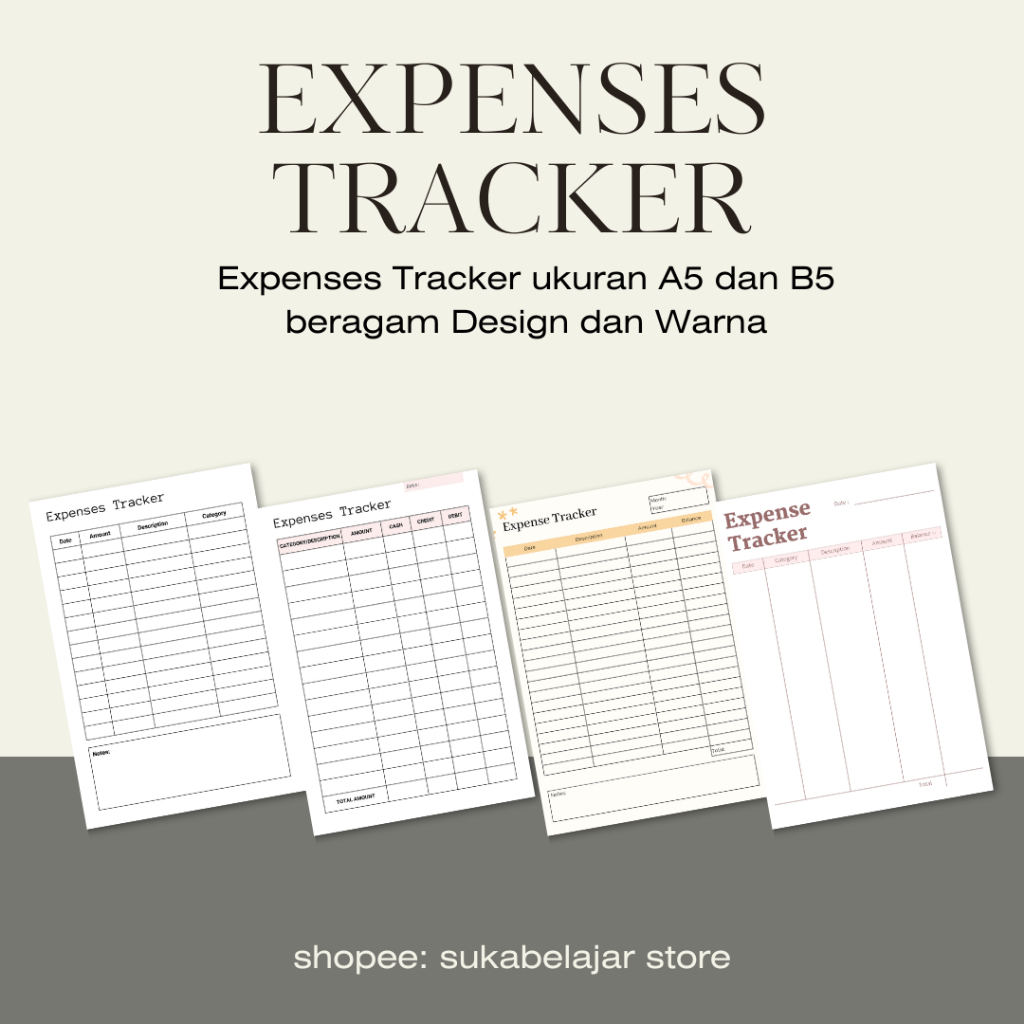 Jual Expenses Tracker/Catatan Keuangan Lembar Binder/Binder Loose Leaf ...