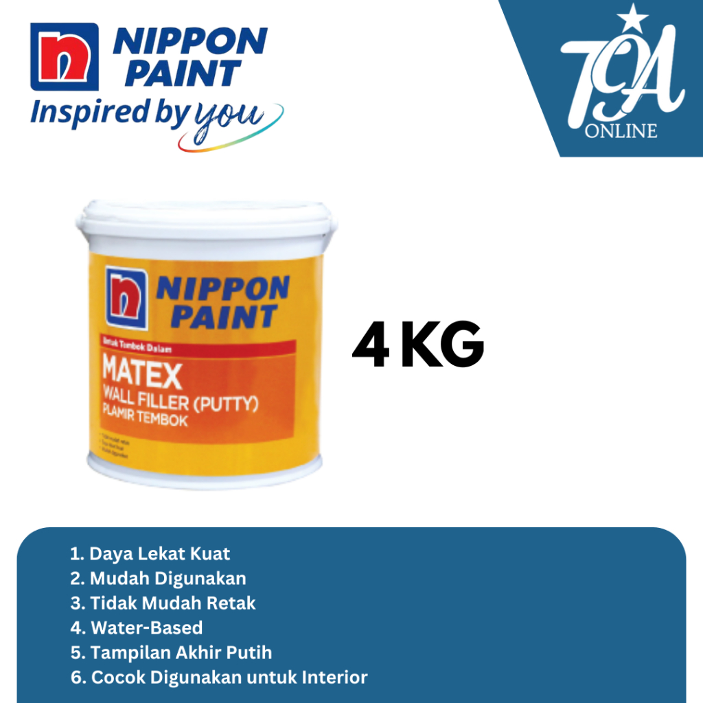 Jual NIPPON PAINT Matex Putty Dempul Tembok / Wall Filler 4 KG | Shopee Indonesia