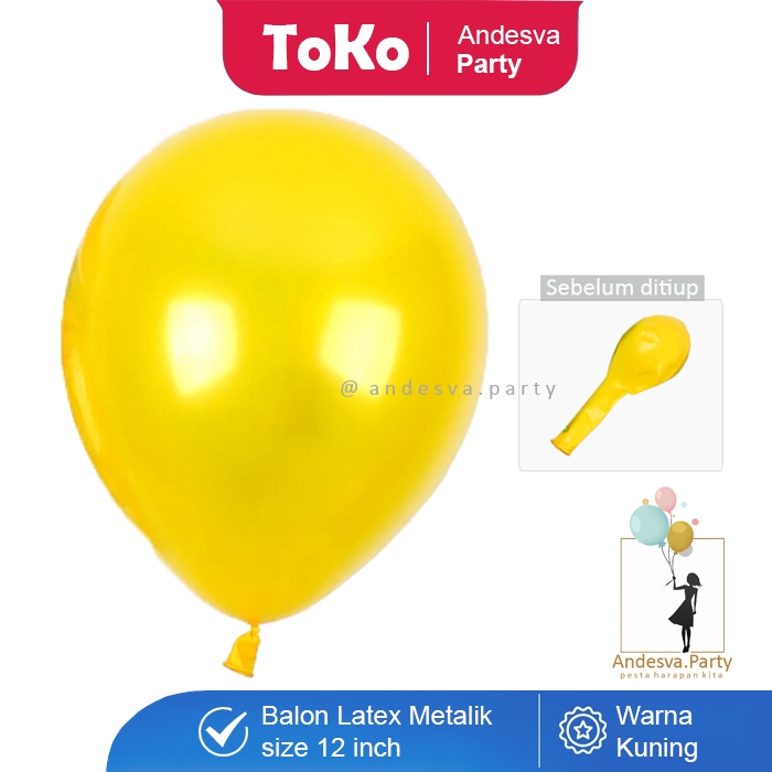 Jual Balon Metalik Kuning / Balon Latex Warna Kuning / Balon Karet ...