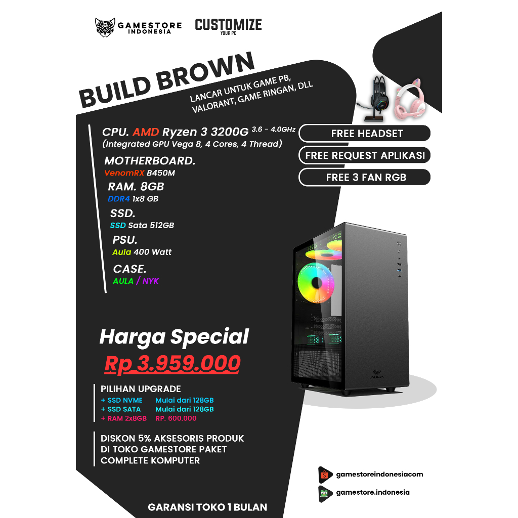 Jual RAKIT PC CUSTOM 3 JUTA INDEN | Shopee Indonesia