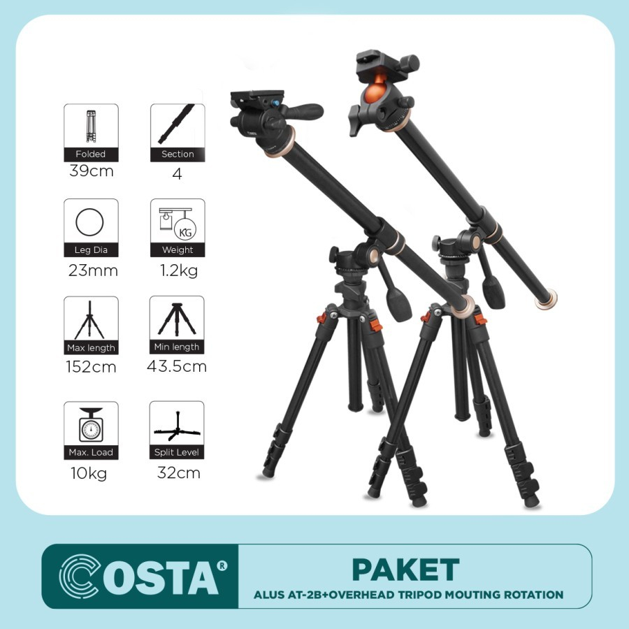 Jual COSTA Alus AT-02 Tripod Overhead / Flat Lay / Top Down Heavy Duty ...