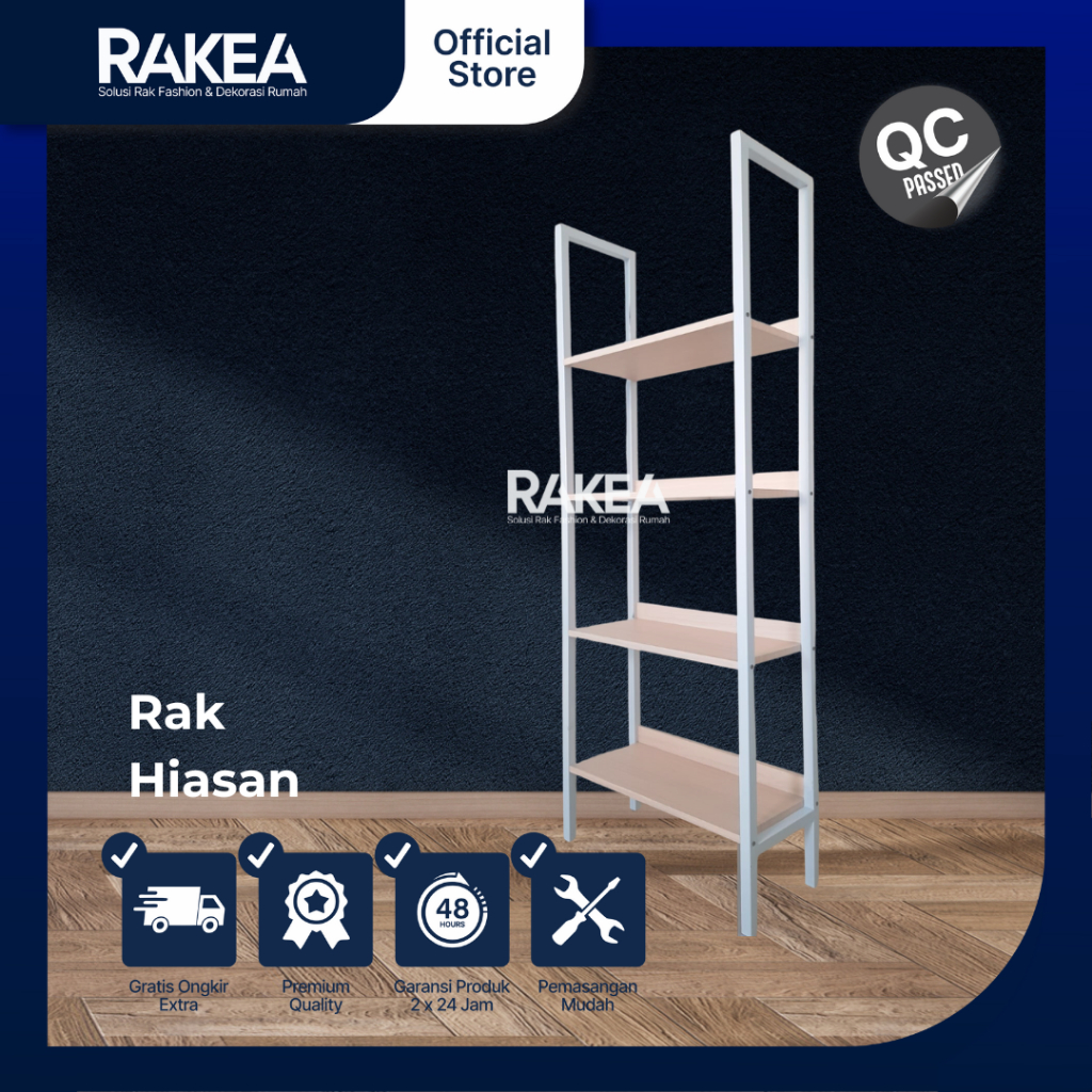 Jual RAK HIASAN - rak kayu dengan tiang besi serbaguna - rak buku ...