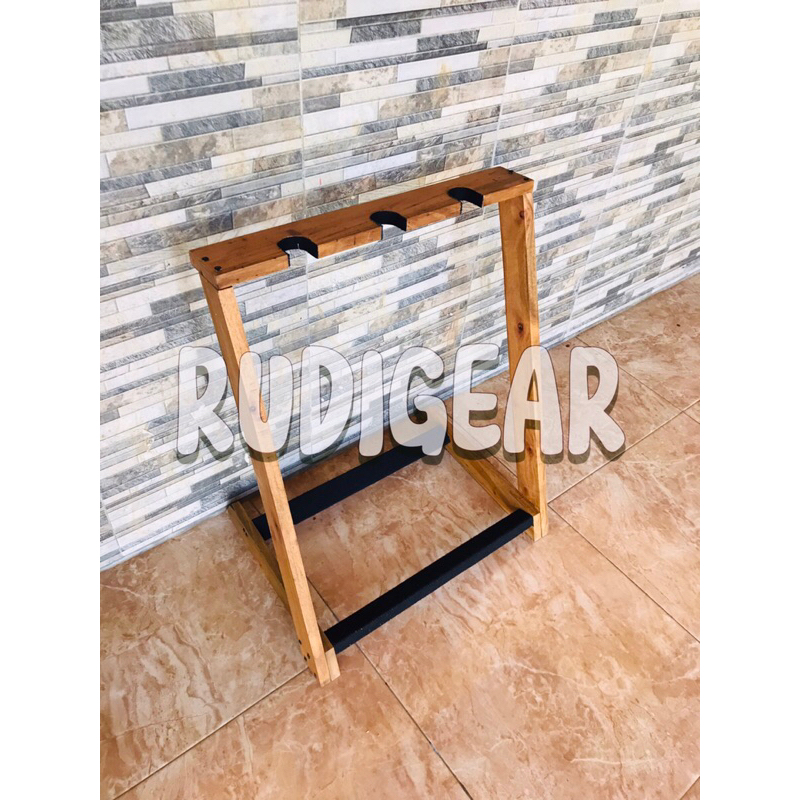 Jual rak gitar stand gitar 3 slot rak gitar kayu minimalis estetik ...