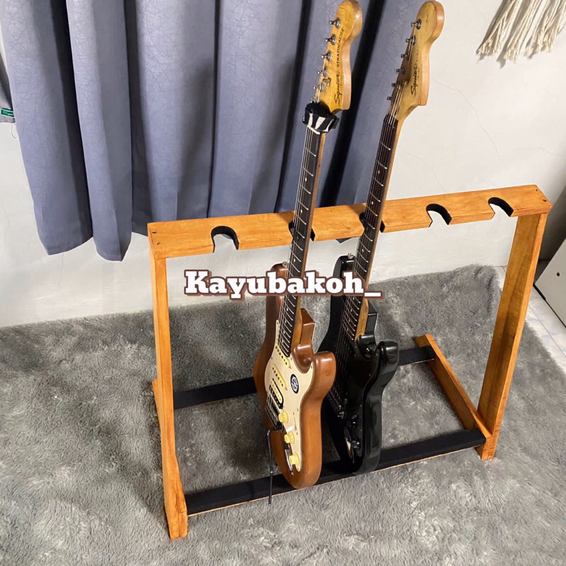 Jual rak gitar stand gitar 5 slot rak gitar kayu v5 minimalis estetik ...