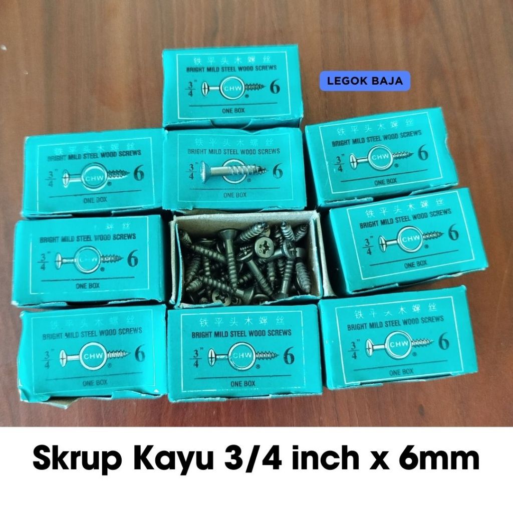 Jual Skrup Baut Kayu Drywall Lemari CHW Wood Screw 3/4 inch x 6mm ...