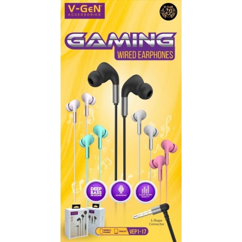 Jual V-GeN VEP1-17 Wired Gaming Earphone (1 Pack isi 10 pcs) | Shopee ...