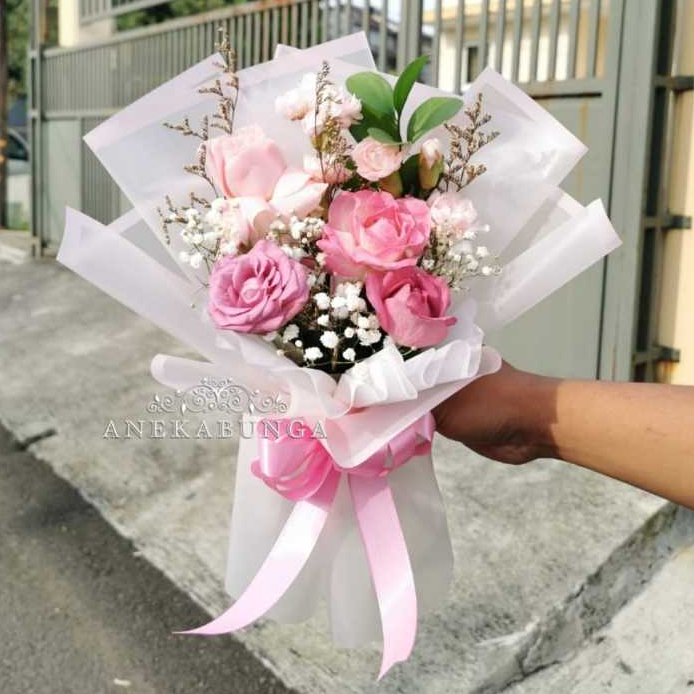 Jual Hand Bouquet Fresh Flowers Rose Carnation Buket Bunga Mawar Asli ...