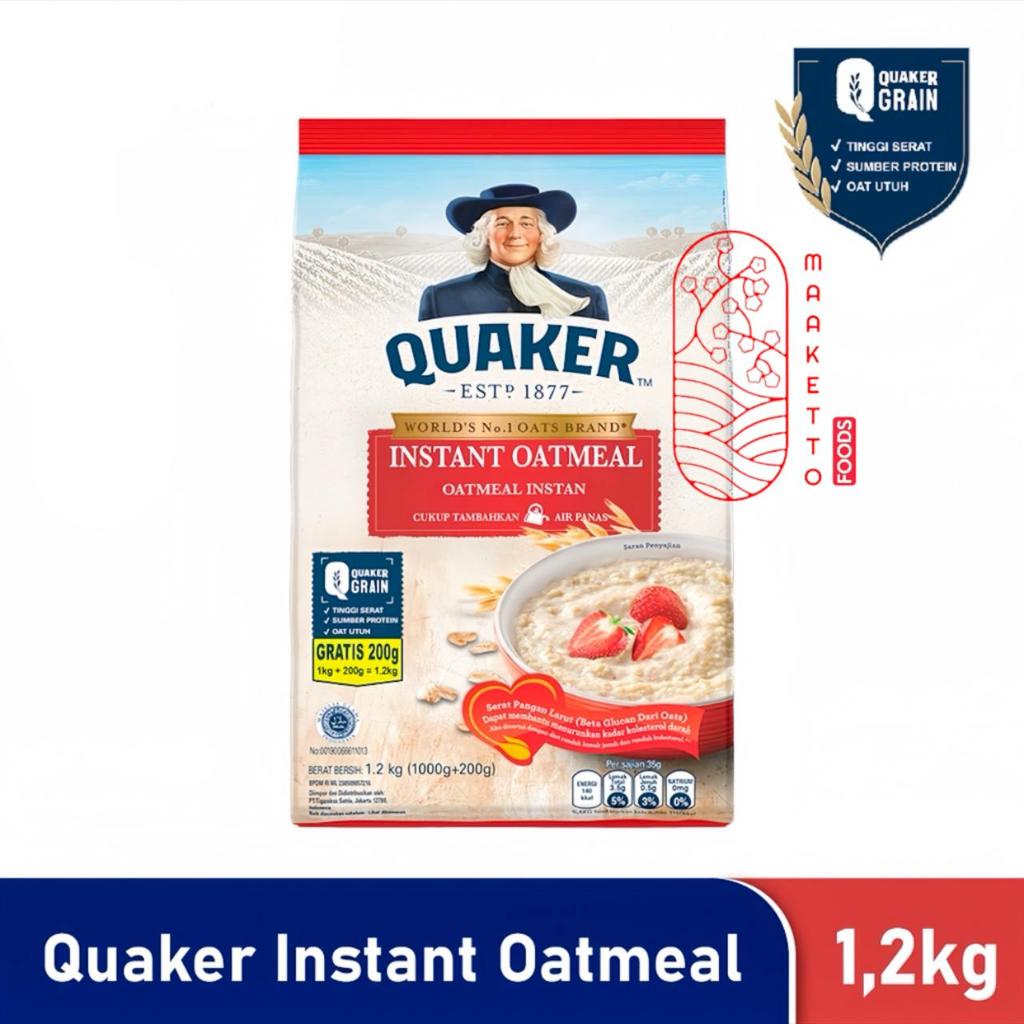 Jual Quaker Oat Meal Instant / Quaker Oatmeal Instant 1,2kg | Shopee ...