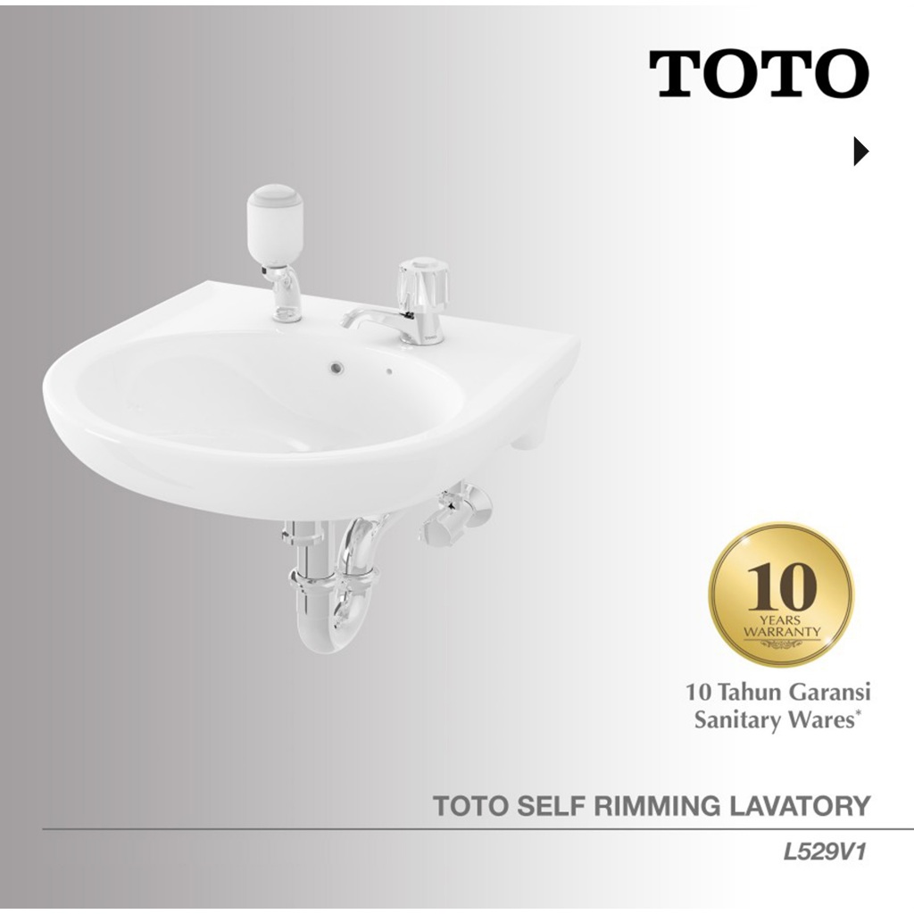 Jual TOTO Wall Hung Lavatory 2 Tap Holes / Wastafel L529V1 | Shopee ...