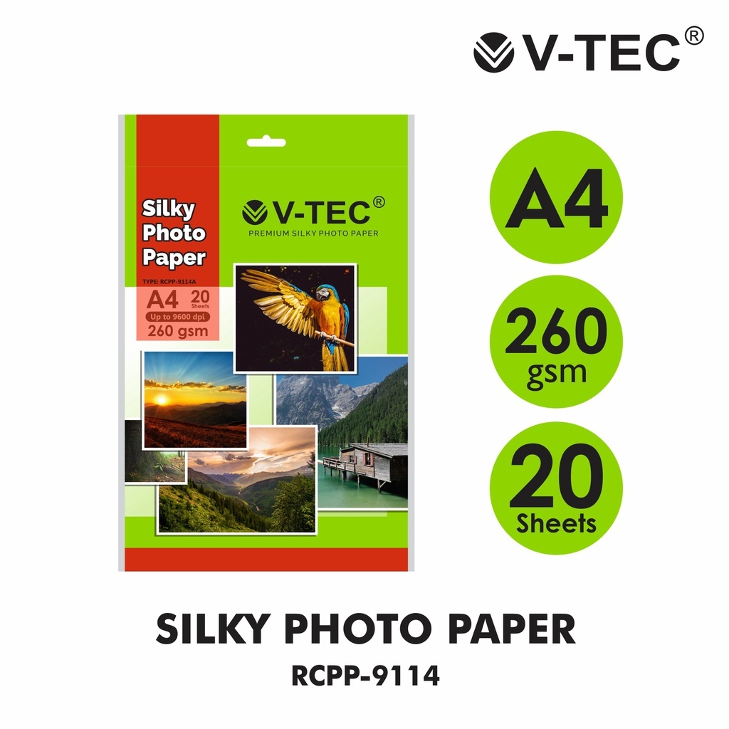 Jual Kertas Foto V-TEC Silky Photo Paper A4 260 gsm Up To 9600 dpi ...