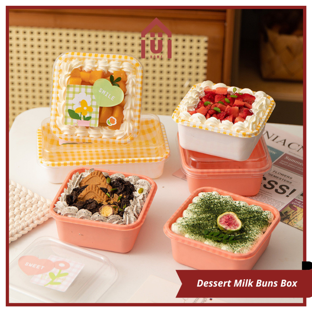 Jual UNISO - DESSERT BOX MILK BUN MINI CAKE BOX PACKAGING WADAH ROTI ...