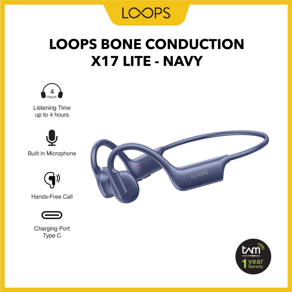 Jual LOOPS Bone Conduction X17 Lite Bluetooth Earphone - Navy | Shopee Indonesia