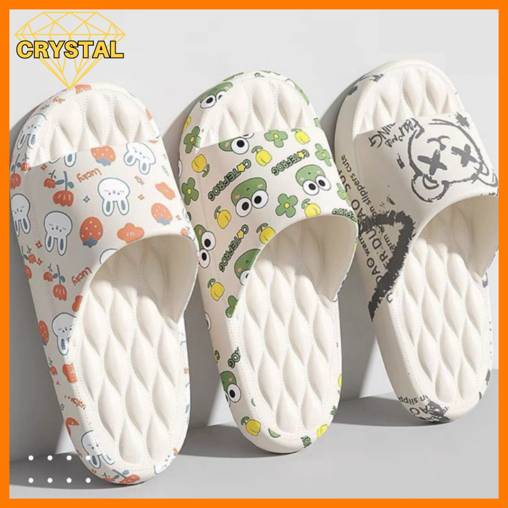 Jual Sandal Wanita Motif Katak Beruang Stroberi Sendal Rumah Slop Bahan ...