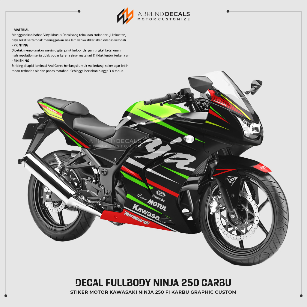 Jual DECAL FULLBODY NINJA 250 CARBU GRAFIS CUSTOM / STIKER MOTOR ...