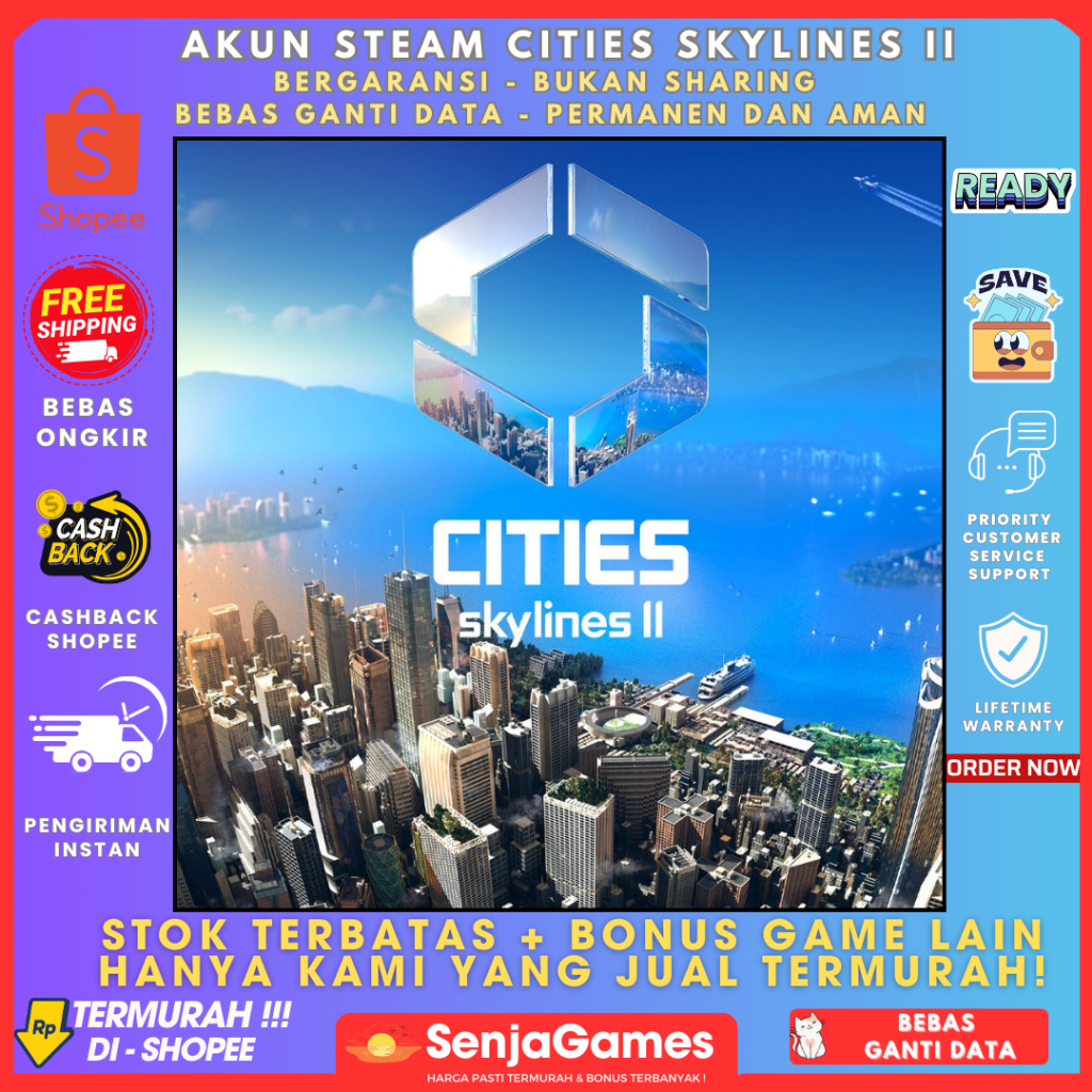 Jual AKUN STEAM CITIES SKYLINES II ORIGINAL PC GAME BUKAN SHARING FULL AKSES + BONUS GAME ...