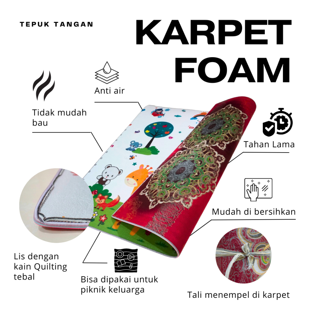 Jual KARPET FOAM JUMBO BOLAK BALIK 180x200cm Tebal 6mm / Tikar Karpet ...