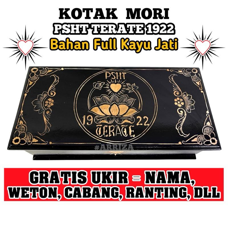 Jual KOTAK MORI PSHT KAYU JATI UKIR MOTIF Terate Tepi Bulat TERBARU ...