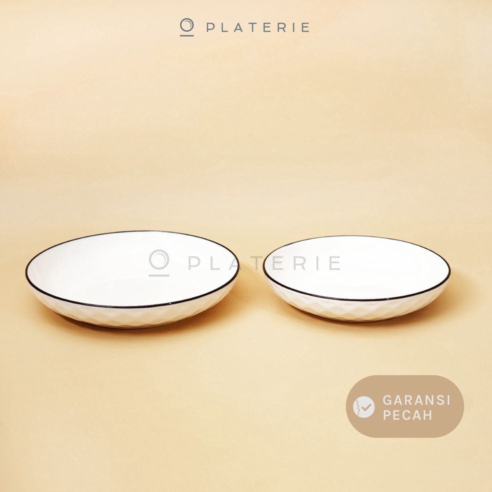 Jual Produk trendy PLATERIE Piring Porcelain Embossed Plate 7 8 Inch 18 ...