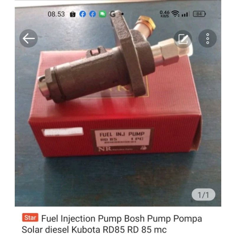 Jual Fuel Injection Pump Bosh Pump Pompa Solar diesel Kubota RD85 RD 85 ...