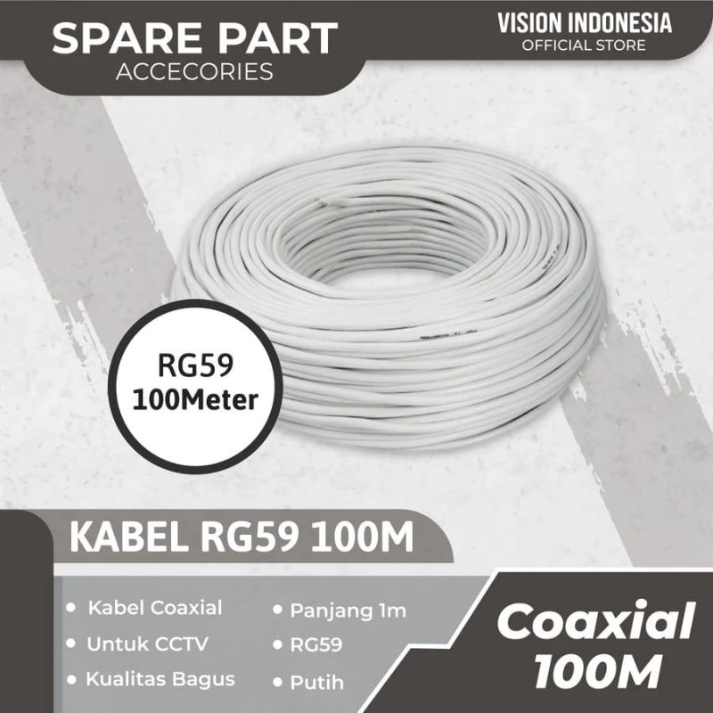Jual Kabel RG59 Coaxial Plus Power Panjang kabel 100meter | Shopee ...