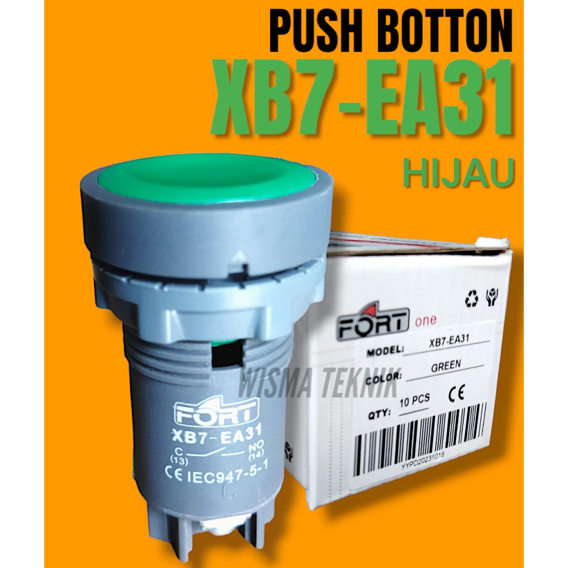 Jual Push Button Switch Fort 22mm XB7EA31 Hijau | Shopee Indonesia
