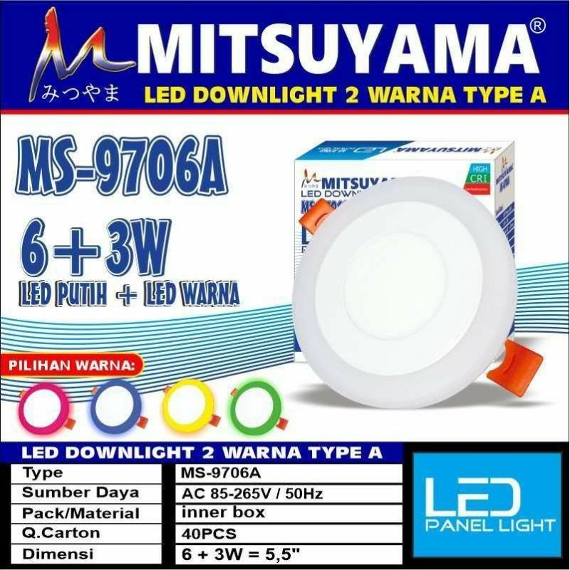 Jual Lampu LED Rata Plafon Lampu Downlight LED Warna Warni Mitsuyama ...