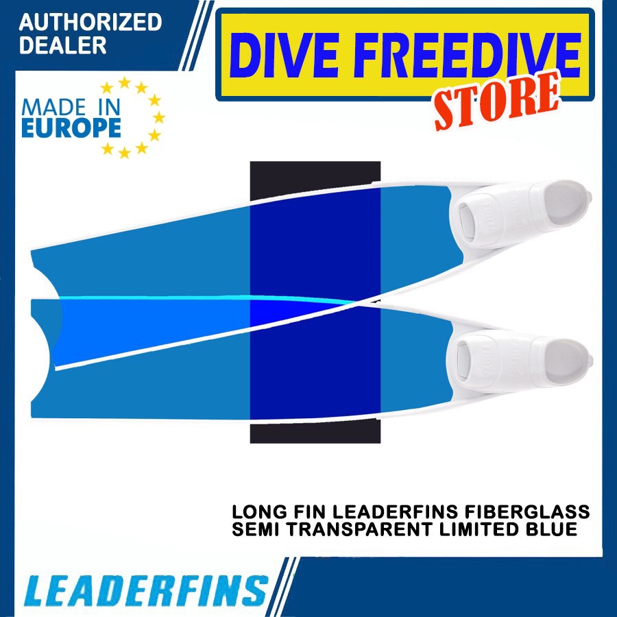 Jual Long Fin Leaderfins Fiberglass Blue Semi Transparent Kaki Katak Freediving Spearfishing ...
