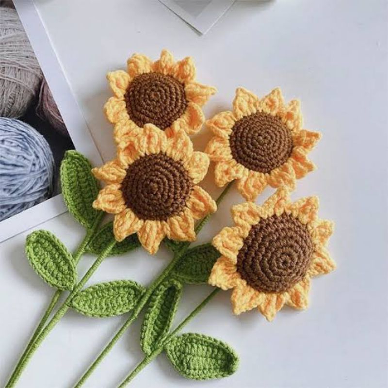 Jual Bunga matahari rajut , sunflower (1 daun) | Shopee Indonesia