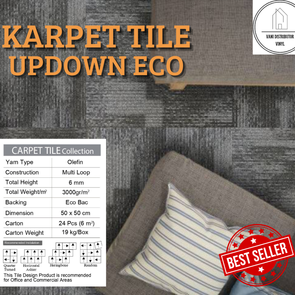 Jual Karpet Kantor Tile Type UPDOWN ECO Uk. 50cm x 50cm Volume 6m2/box | Shopee Indonesia