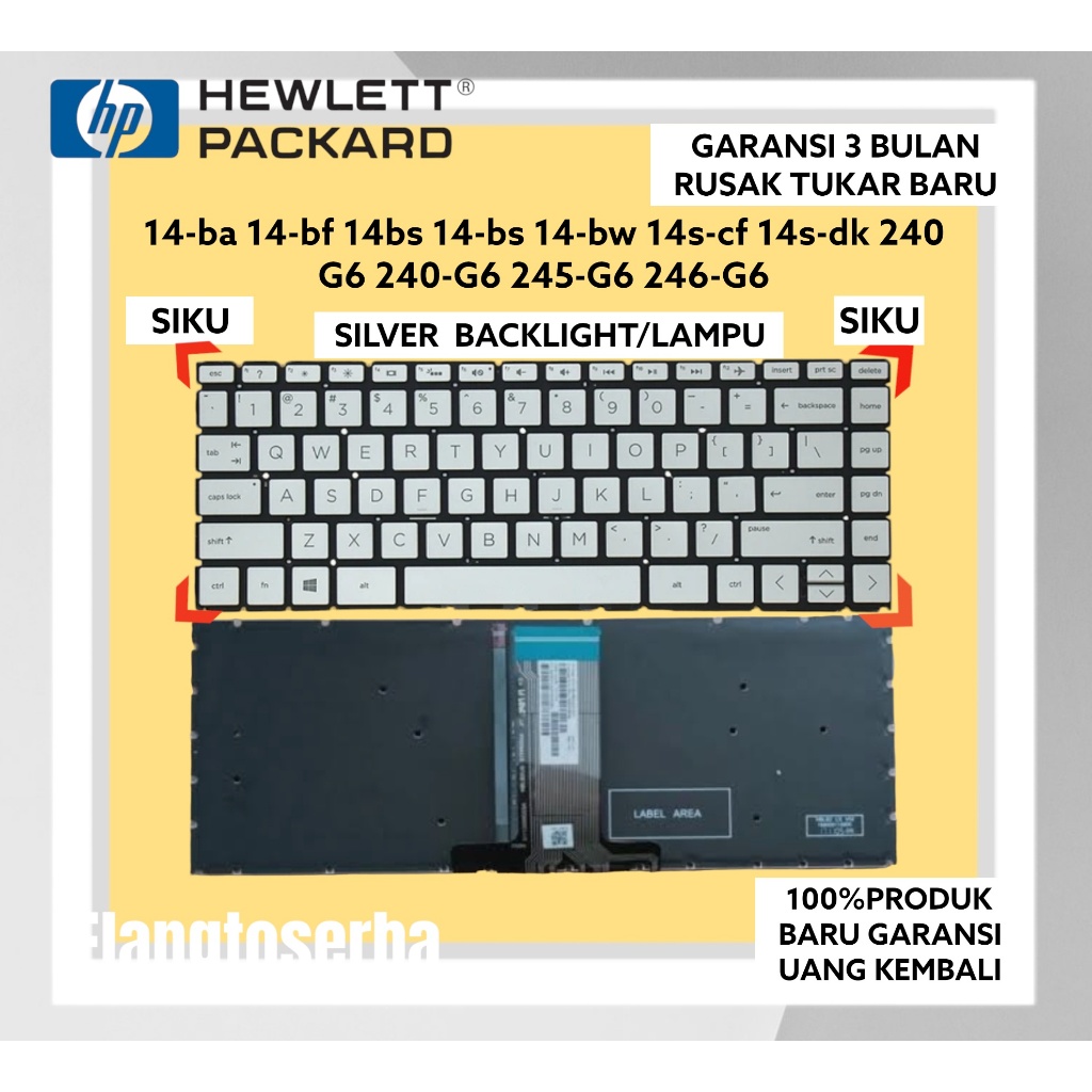 Jual Keyboard HP 14s dk 14s-dk0007au 14s-dk0073au 14s-dk0157au 14s ...