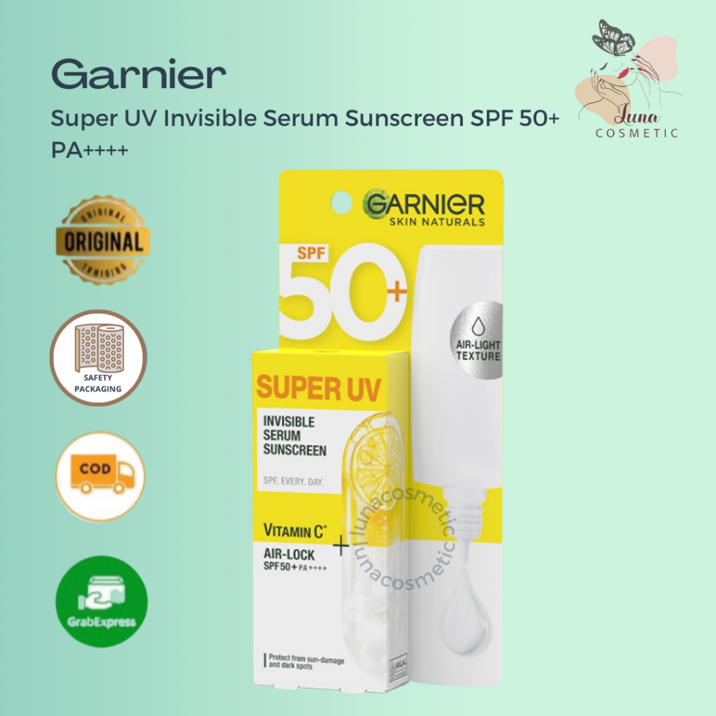 Jual Garnier Super UV Invisible Serum Sunscreen SPF 50+ PA++++ Vitamin C Skin Care - 30ml ...