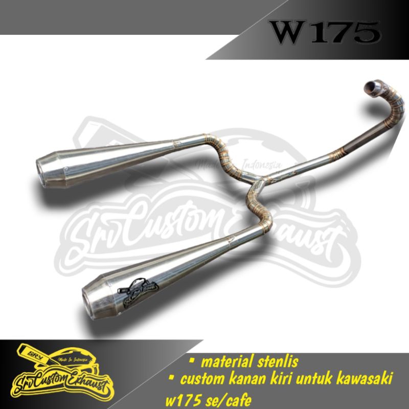Jual knalpot kawasaki w175 SE cafe custom japstyle double muffler kanan ...