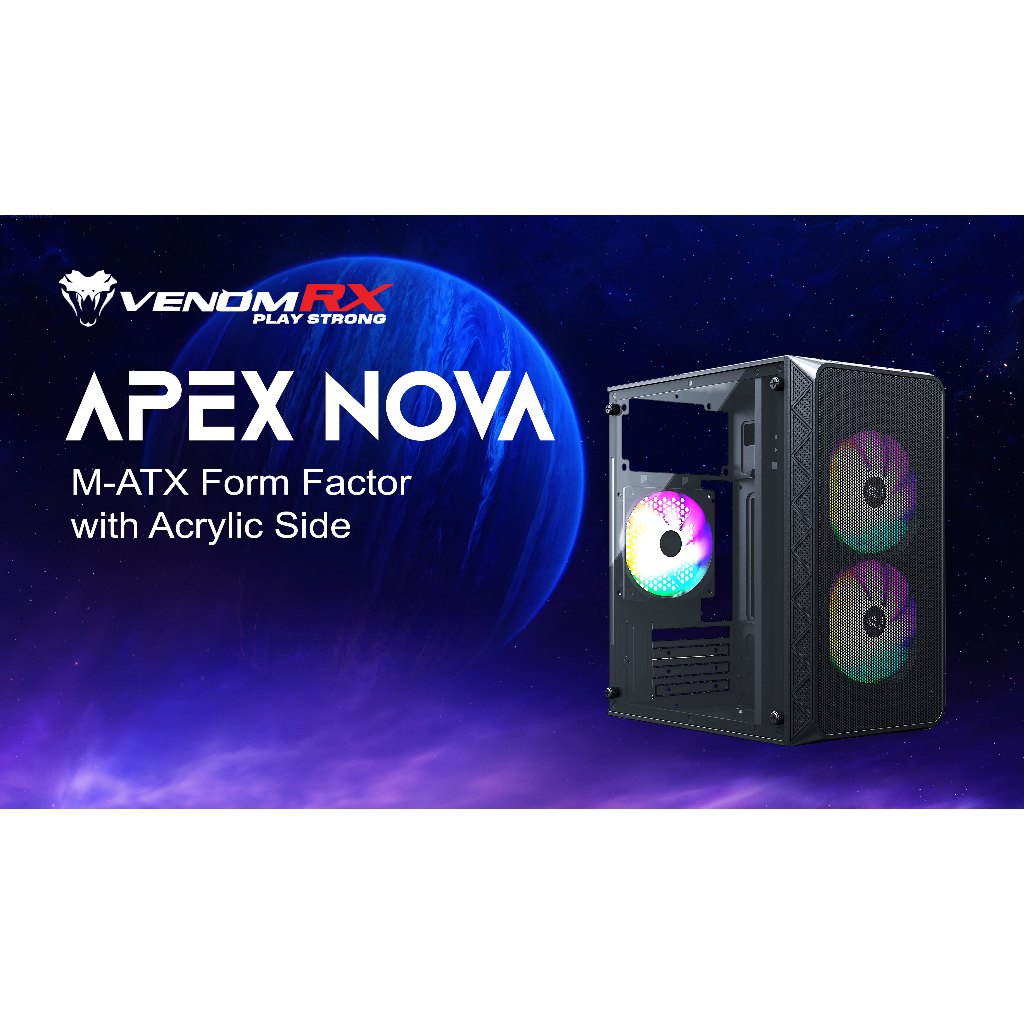 Jual VenomRX Casing PC Apex Nova M-ATX With 2x120mm Fixed RGB Fan ...