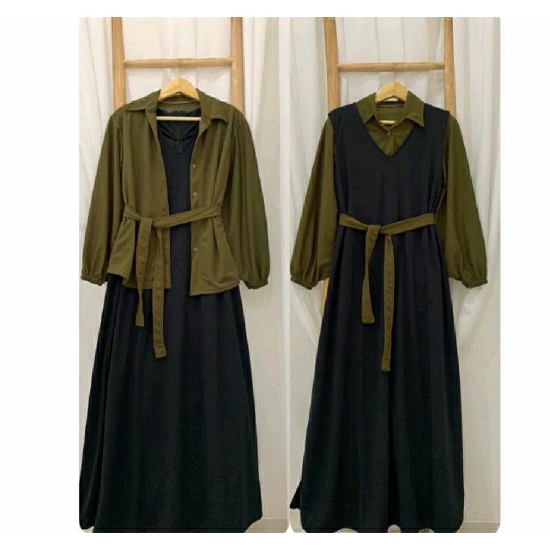 Jual Gamis wanita overall crinkle airflow terbaru, gamis polos panjang ...