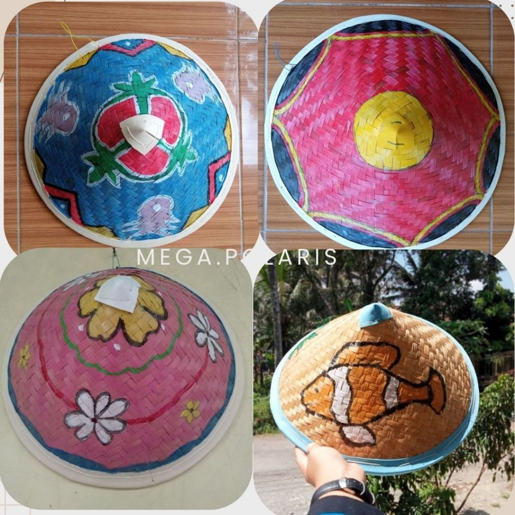 Jual ( COD ) Caping Gambar, Caping Gunung dari Bambu, Topi Caping Lukis ...