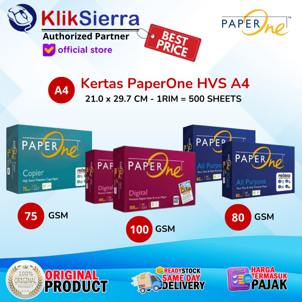 Jual PaperOne Kertas HVS A4 80gr 1 Rim 500 Lembar | Shopee Indonesia