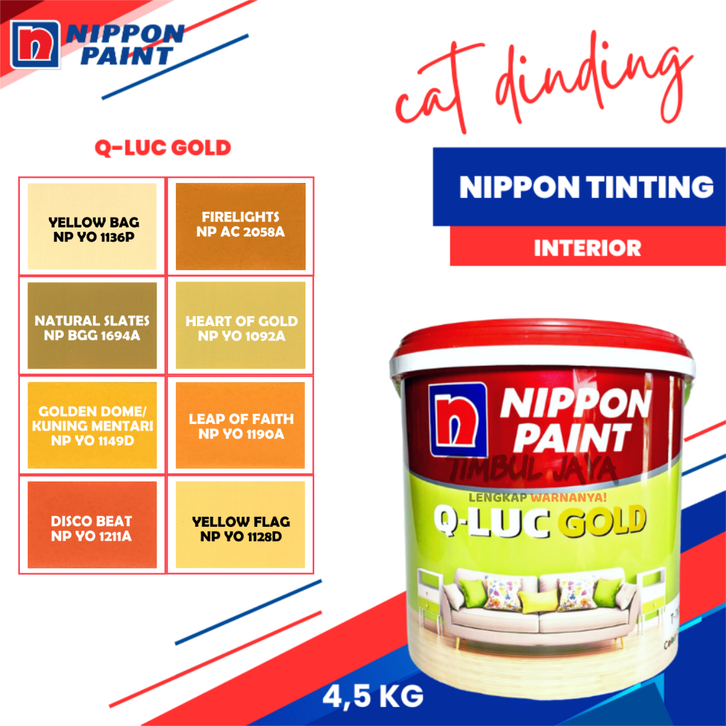 Jual Cat Tembok NIPPON QLUC GOLD 4,5Kg KUNING / qluc nippon paint / cat ...