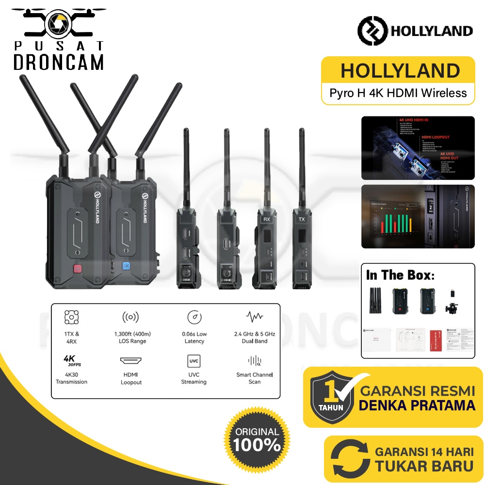 Jual Hollyland Pyro H 4K HDMI Wireless Video Transmission System Transmitter TX / Receiver RX ...